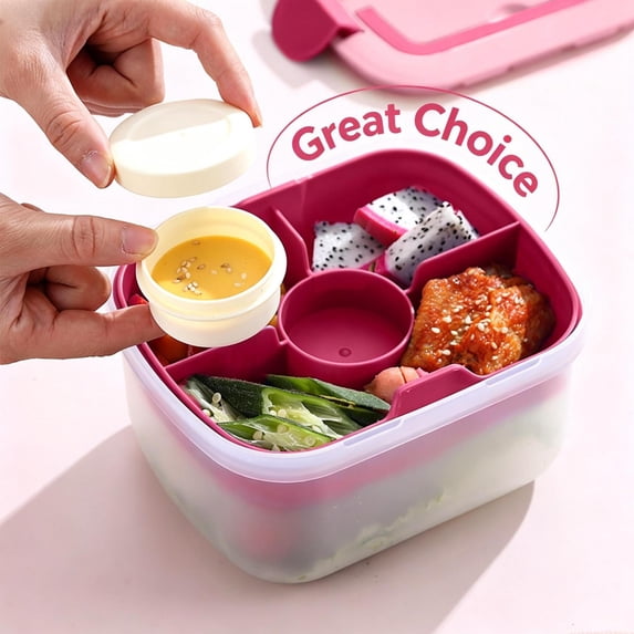 Bento Box, Lunch Box, Hot Pink Containers with 2 Compartments ...