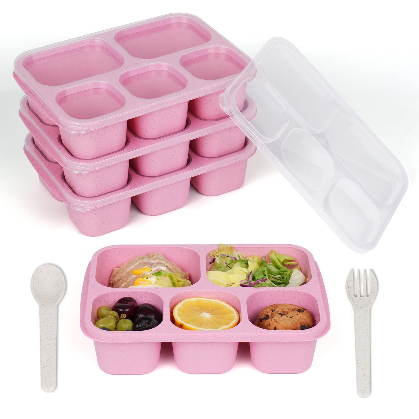 A Bento Box Lunch Boxes,4 Pack 5 Compartments Lunch Containers With ...