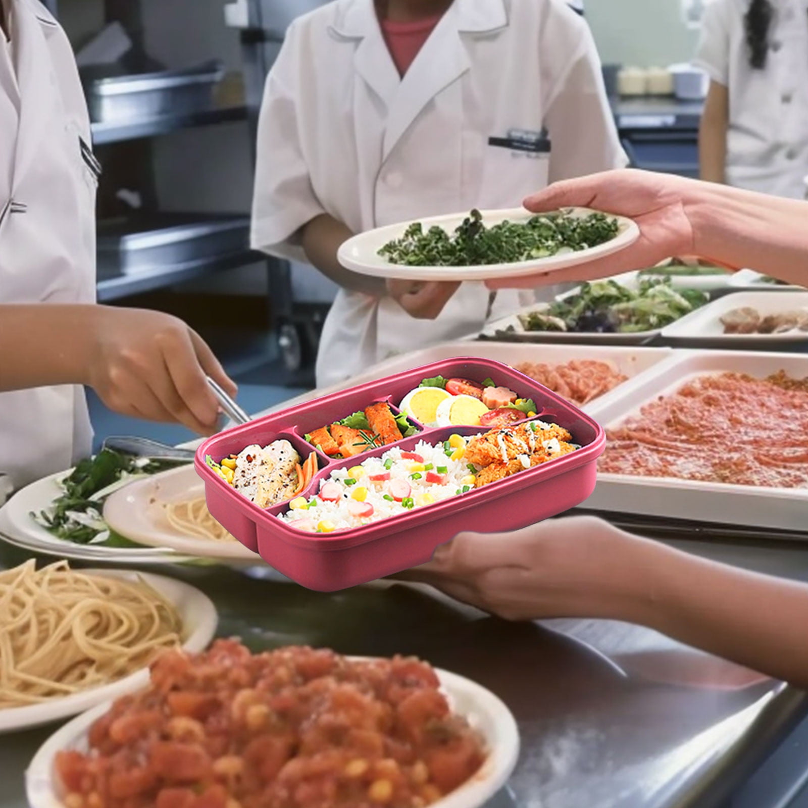 Bento Box Portable Plastic Partition Integrated Lunch Box Multi ...