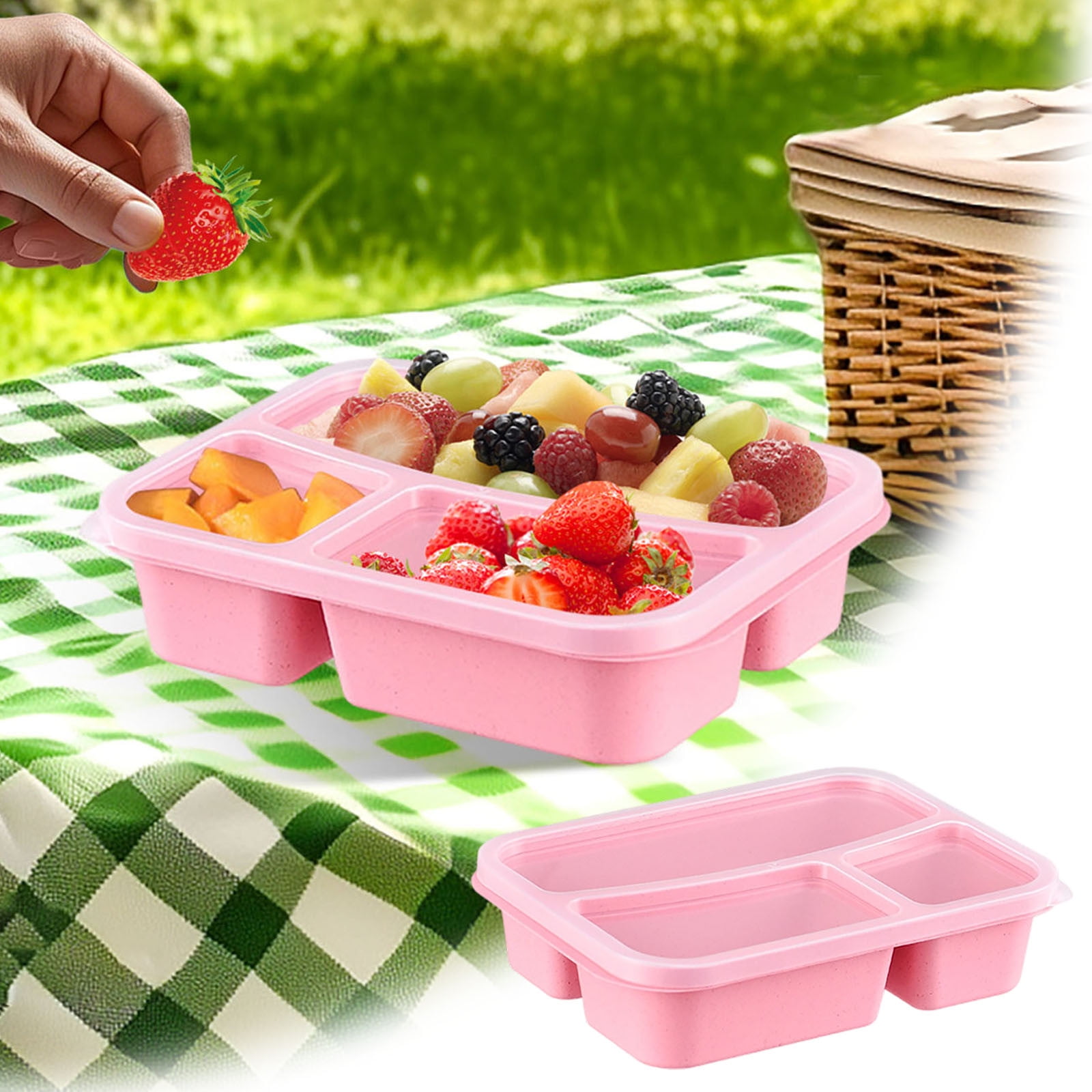 Bento Box Portable Snack Containers With 3 Compartments For Meal Prep ...
