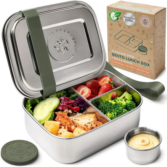 Bento Box - Sage, 27oz / 0.8 L - Stainless Steel Lunch Box with ...