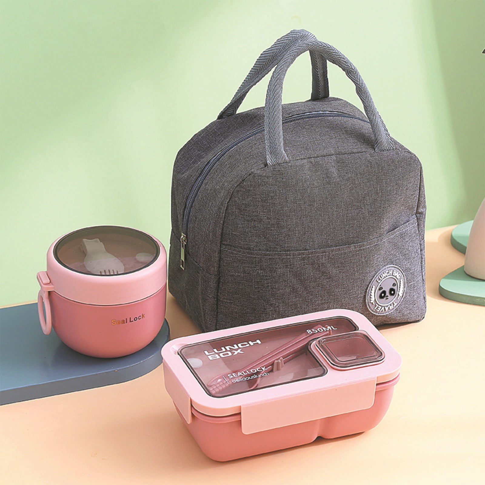 Bento Box Set With Compartments, 3-Piece Leak-Proof Lunch Box Set For ...