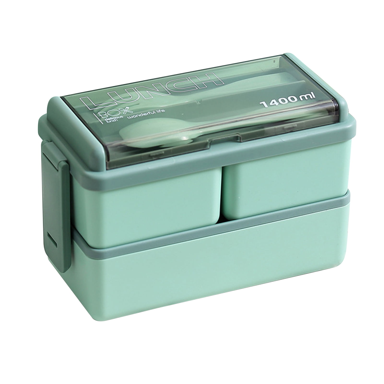 Bento Box Two Layers Green with Divider Food Grade Plastics Microwave ...