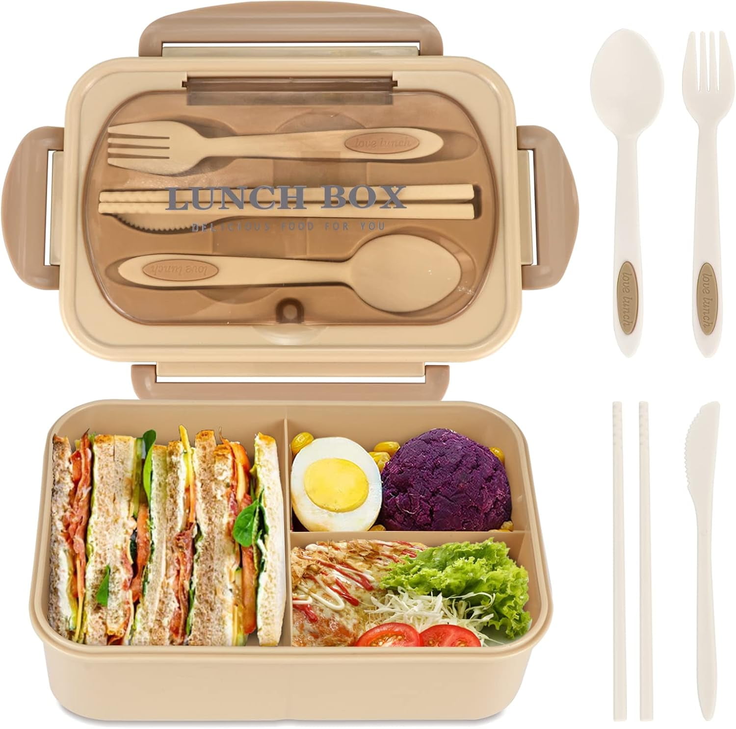 Bento Box for Adult, Lunch Containers, LeakProof Lunch Box with ...