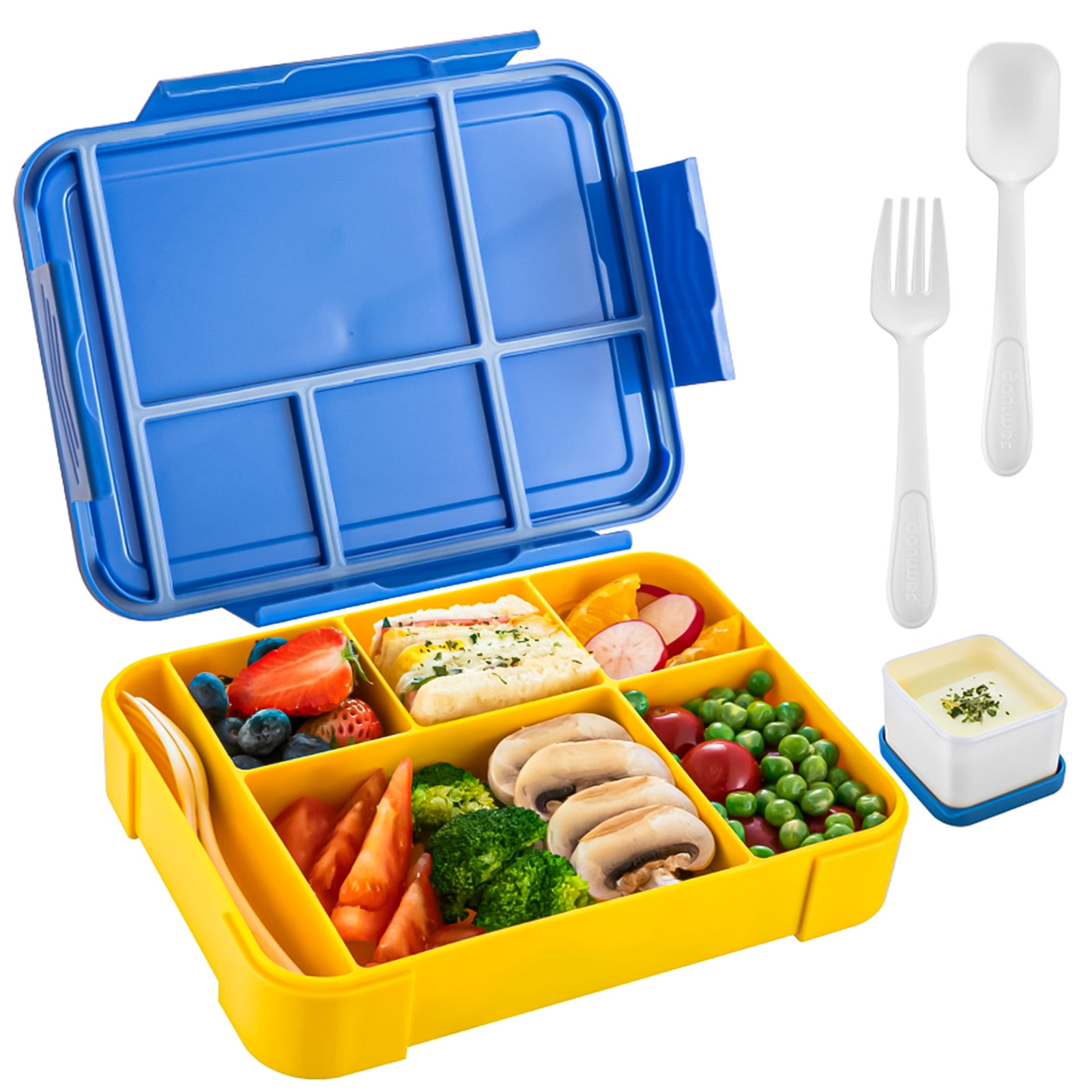 Bento Box with 6 Compartments, Adult Lunch Box with Utensils, Microwave ...