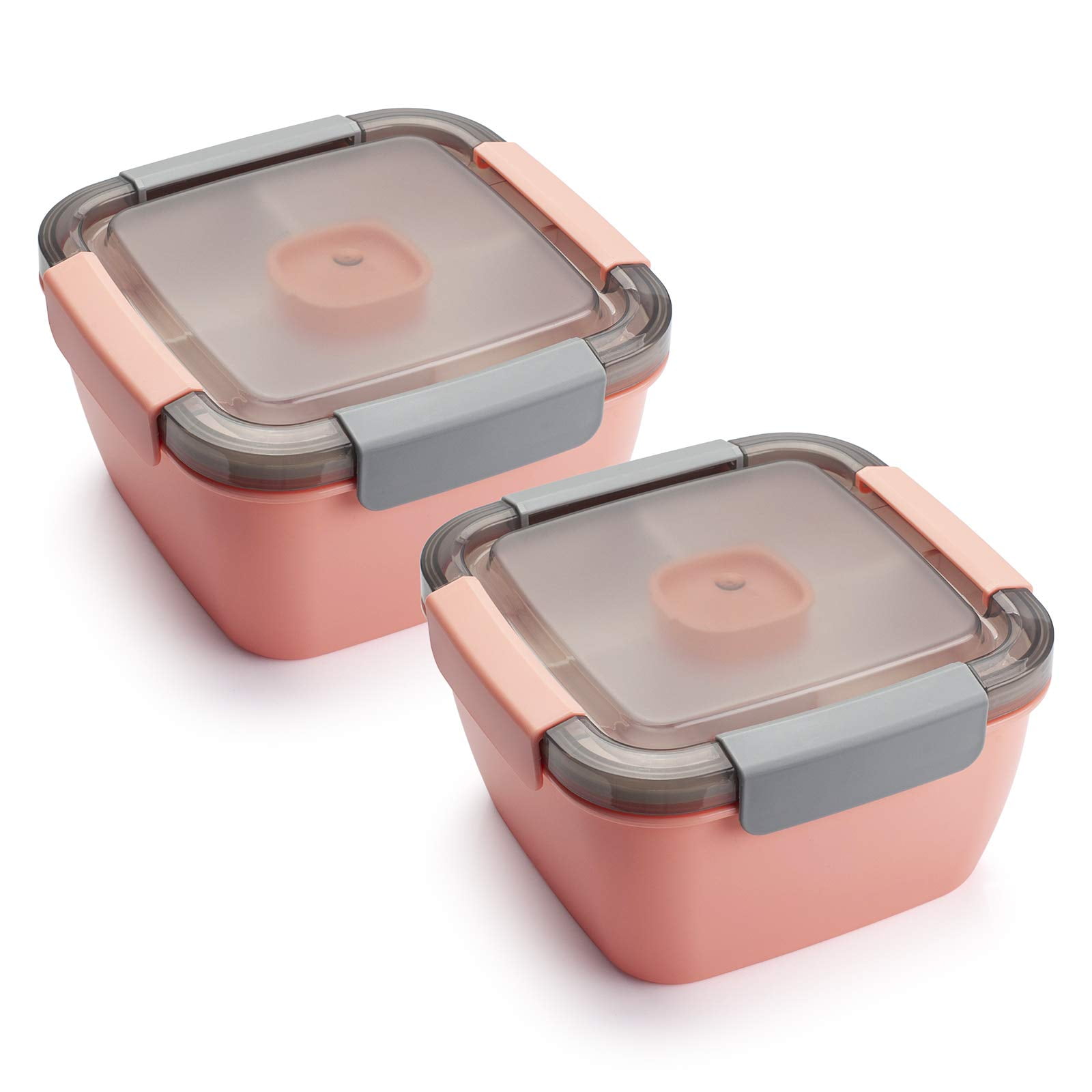 Bento Boxes 2 Packs Pink+Pink 52-oz Salad Lunch Containers with 3 ...