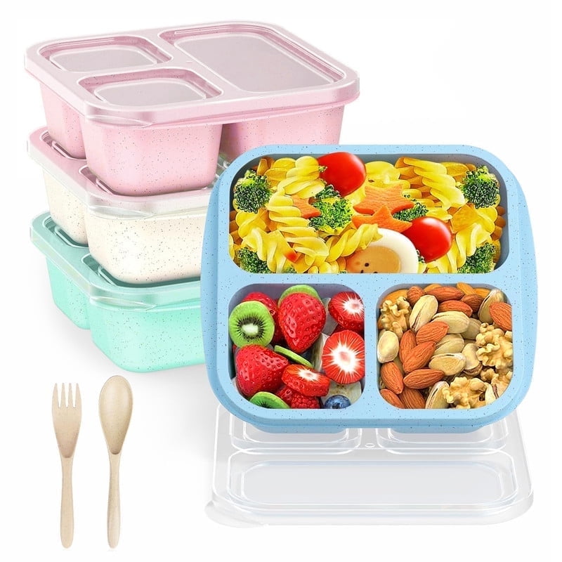 Bento Boxes - Lunch Box 600ML 3-Compartment Lunch Container with Fork ...