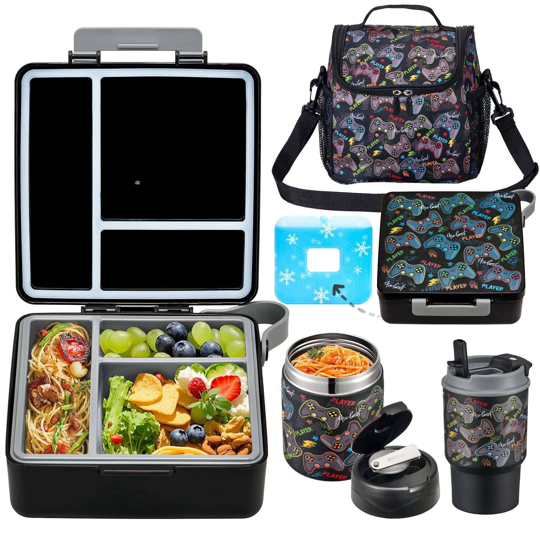 Bento Lunch Box For With 17oz Soup Thermo Insulated Tumbler Water ...
