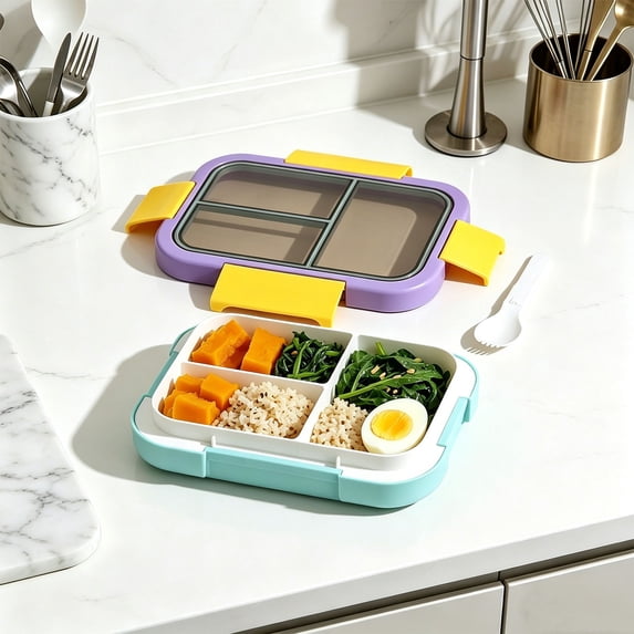 Bento Lunch Box 2 Compartments Leakproof Reusable Plastic Food ...