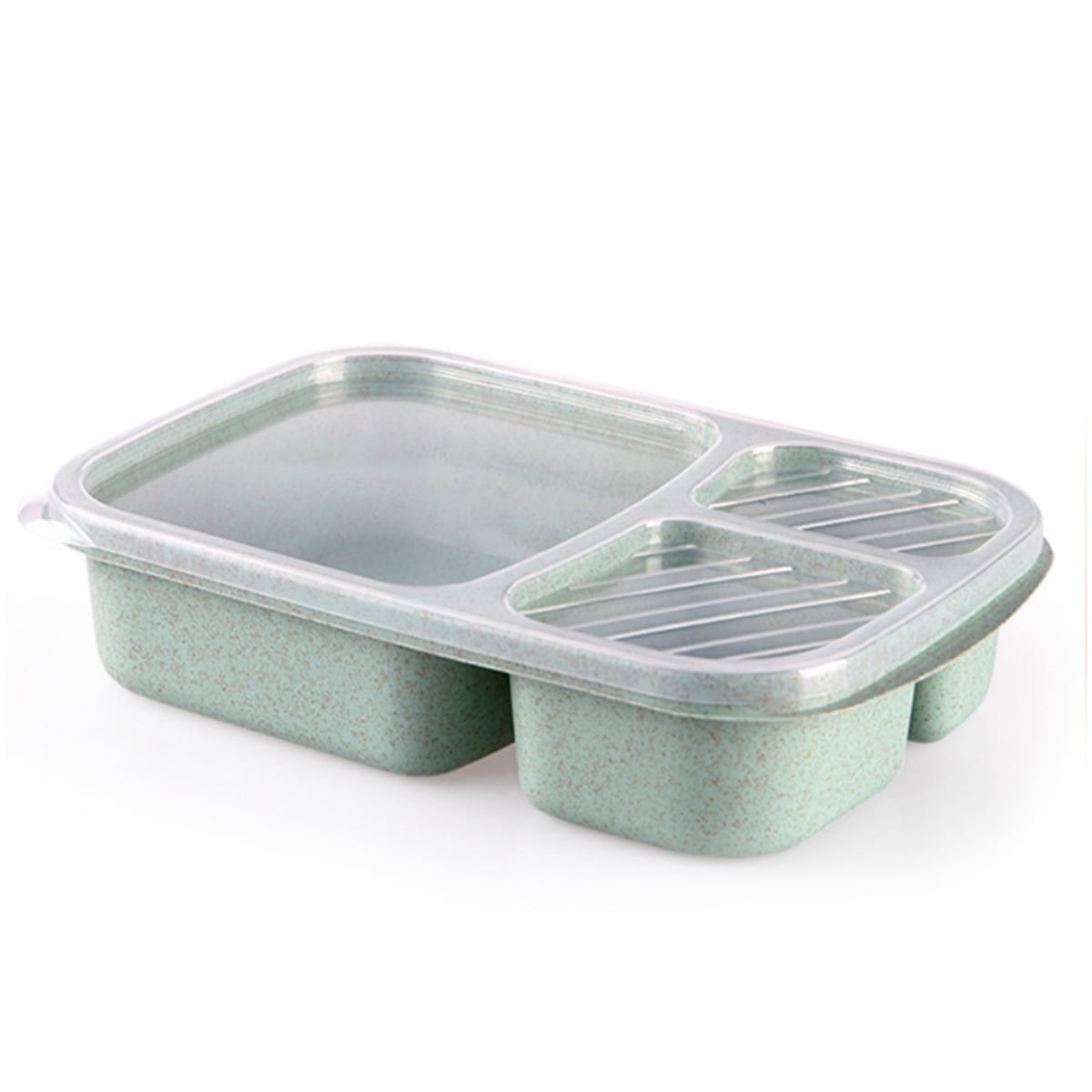 Bento Lunch Box,3 Compartments Meal Prep Containers,Reusable Wheat ...
