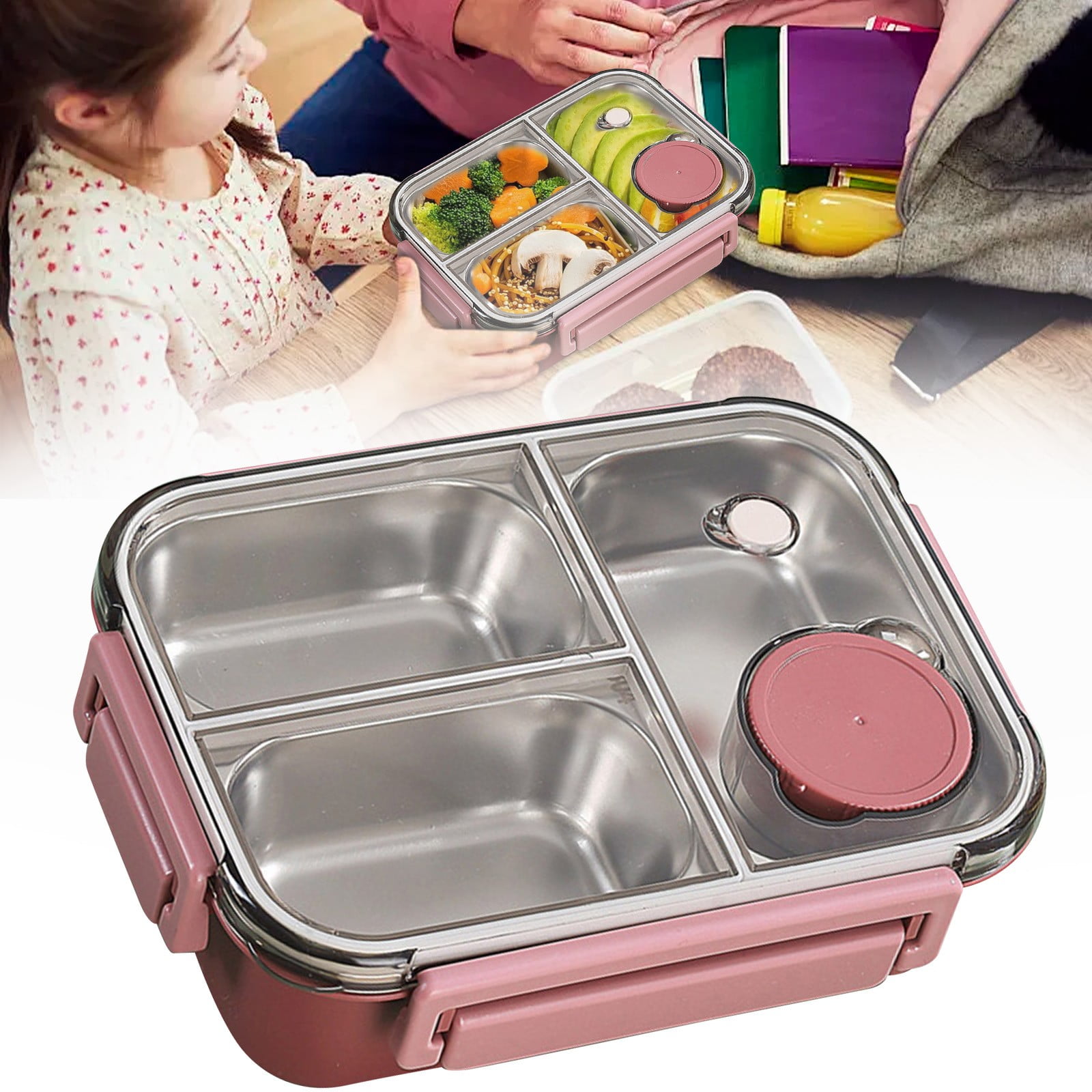 Bento Lunch Box, 304 Stainless Steel Portable Leakproof Lunch Food ...