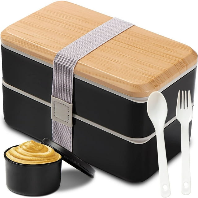 Bento Lonchera, Adult Lunch Box with Compartments (47oz), Stackable ...