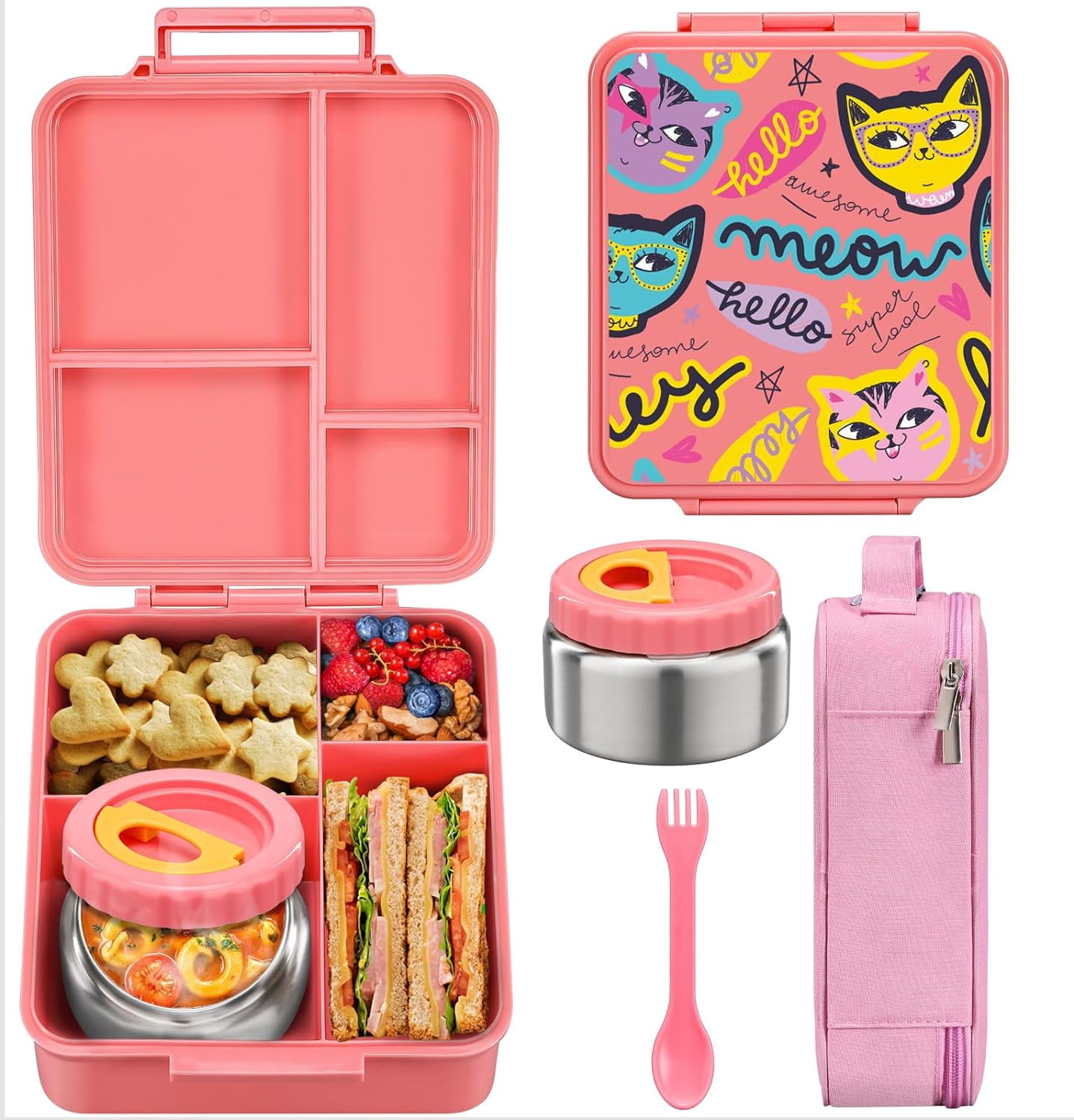 School Lunch Box Preppy Corduroy Lunch Box Set For Girls - 4 ...