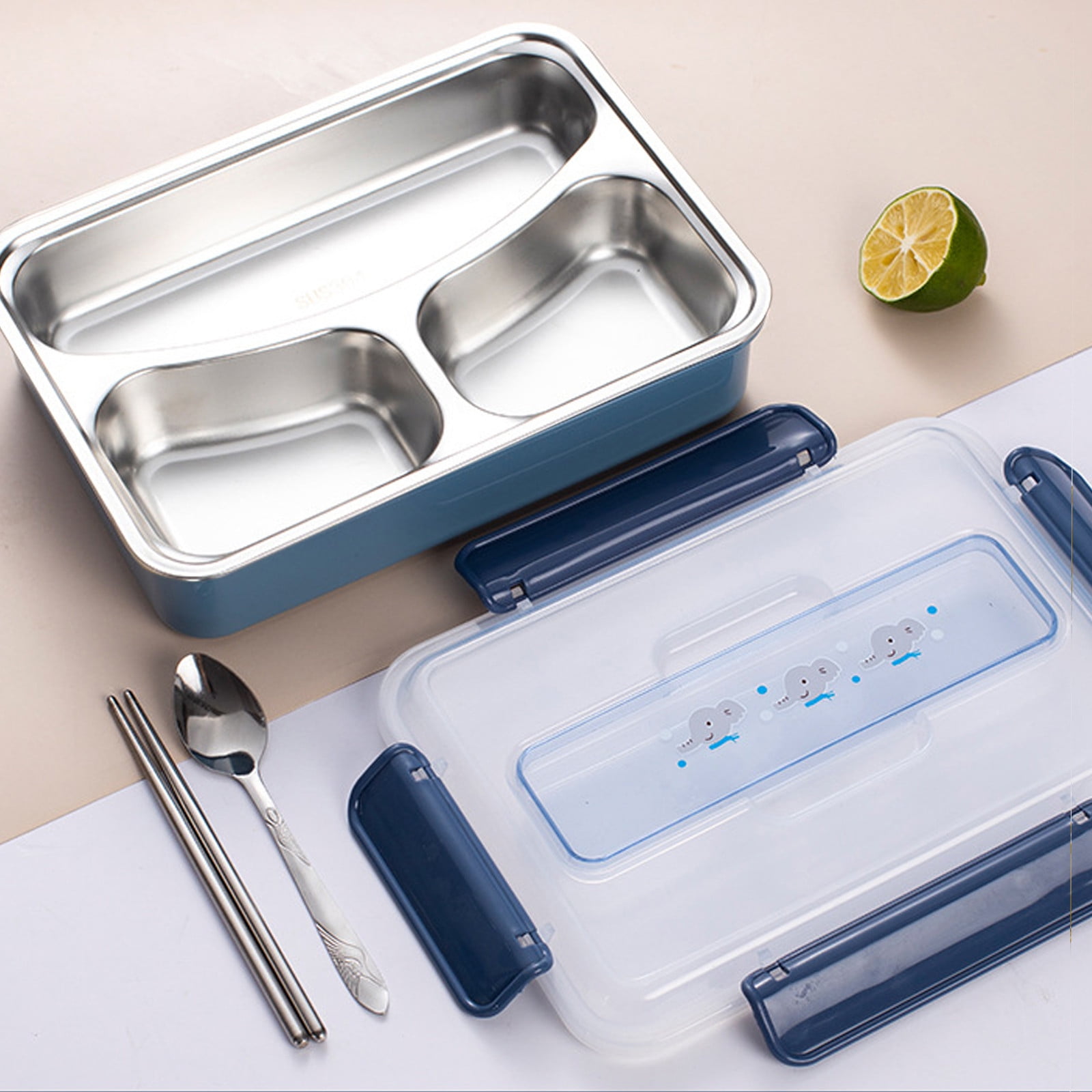 Bento Lunch Box Large Capacity | Stainless Steel & Plastic | Leakproof ...