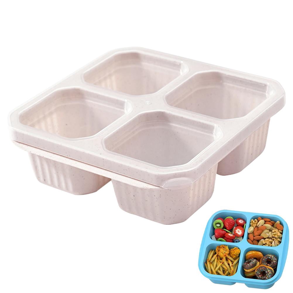Bento Lunch Box Set - 4 Compartment Food Storage Containers - Wheat ...