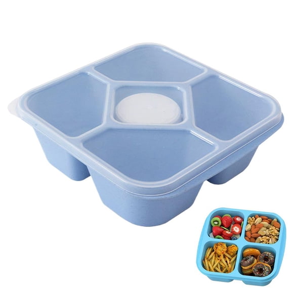 Bento Lunch Box Set, 5 Compartment Food Storage Containers, Wheat Straw ...
