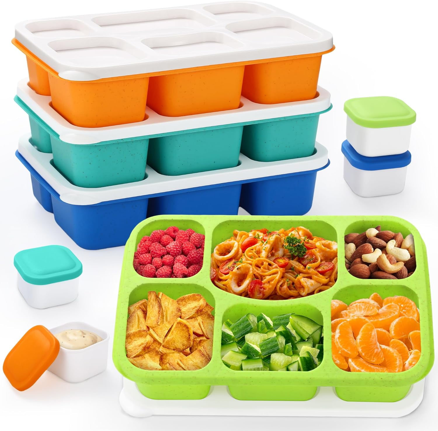 Bento Lunch Box Snack Containers, Reusable Meal Prep Lunchable ...