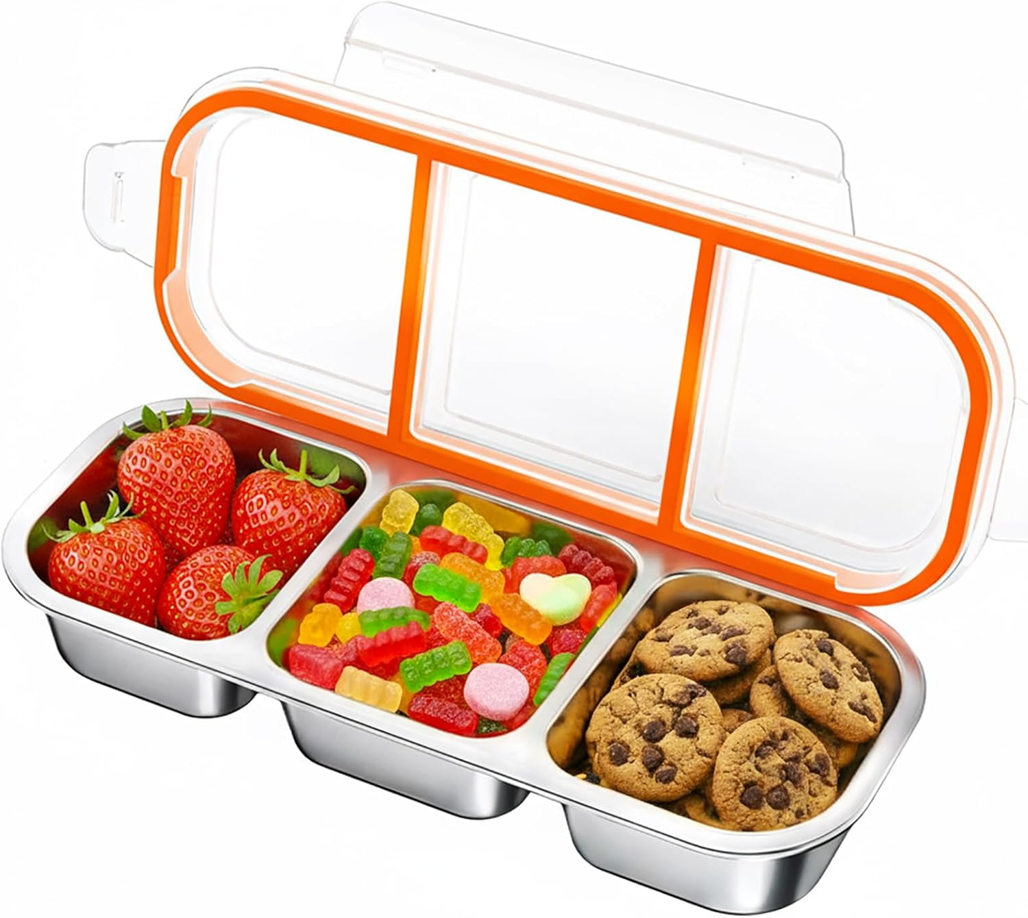 Bento Lunch Box Stainless Steel Snack Containers, Reusable Stainless ...