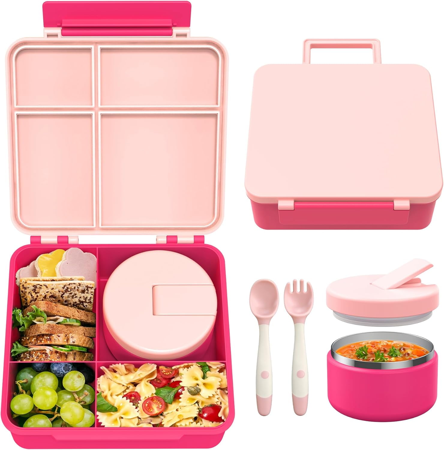 Bento Lunch Box with 8oz Soup Thermo, Leak-Proof Lunch Containers with ...