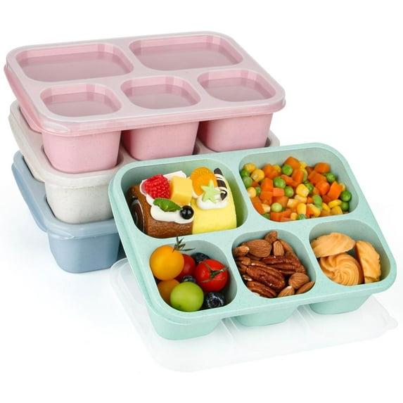 Bento Lunch Boxes - Reusable 5-Compartment Food Lunchables Containers ...