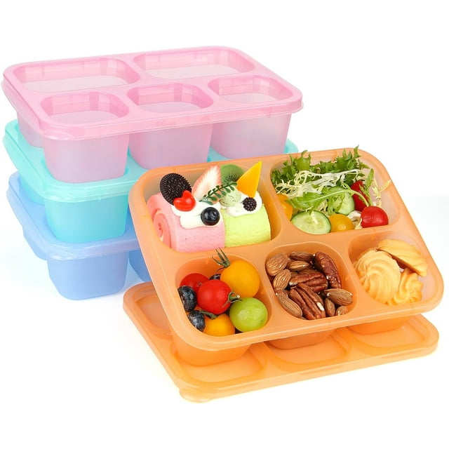 Bento Lunch Boxes - Reusable 5-Compartment Food Lunchables Containers, Snack Boxes For Adults ...