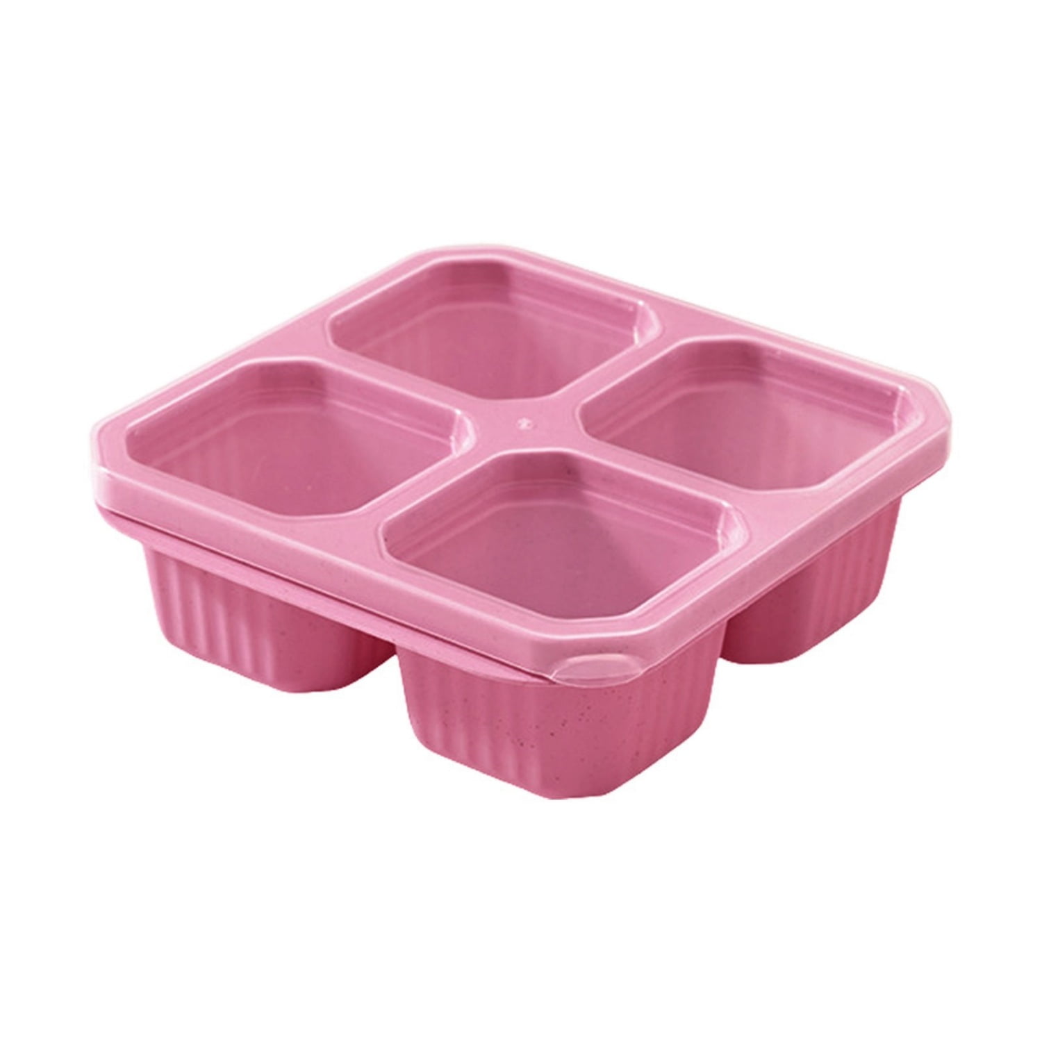 Bento Snack Box, 4 Compartment Food Storage Container Straw Meal Prep ...