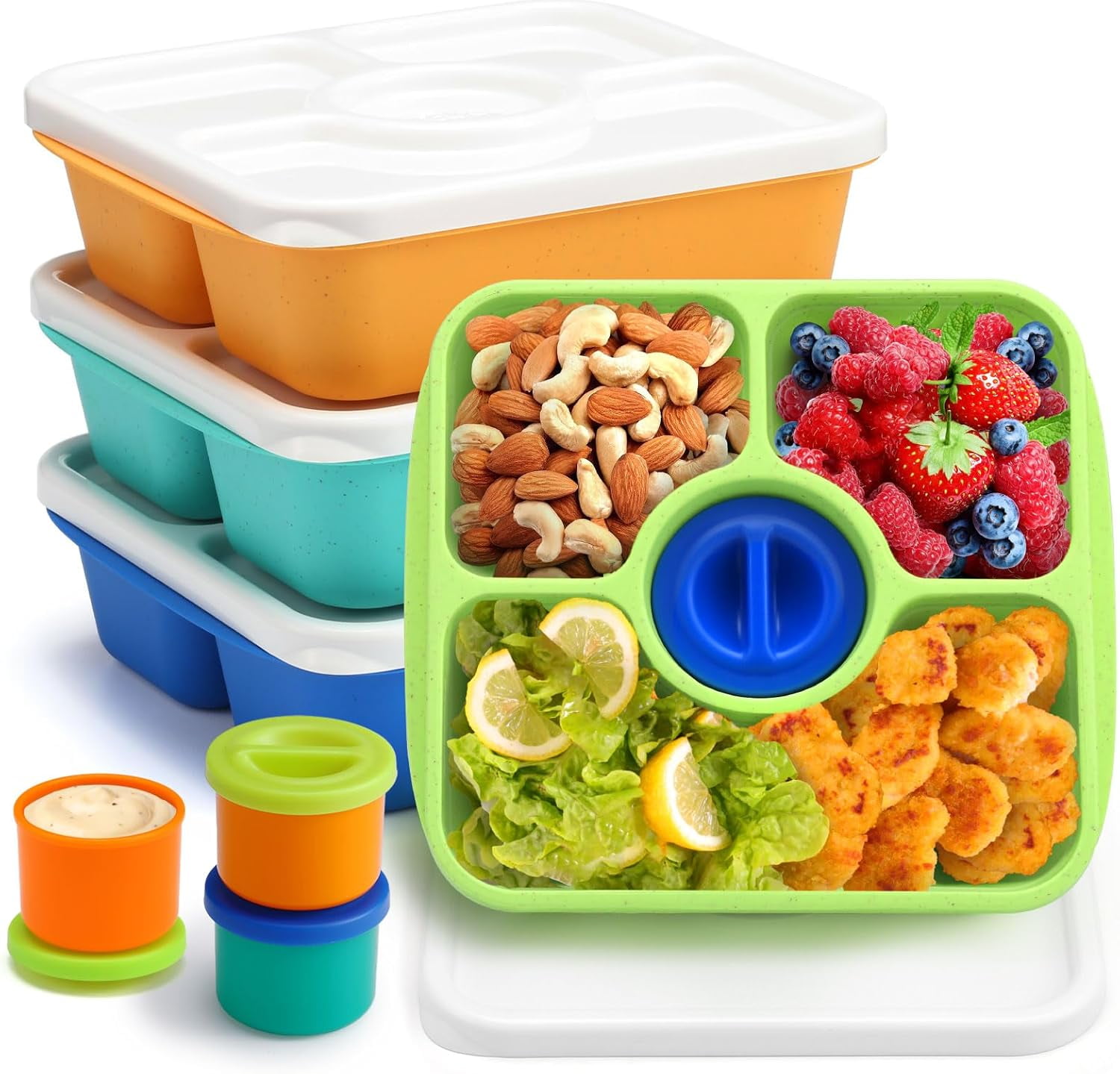 Bento Snack Box Containers for Adults Kids, 4 Pack Lunchable Meal Prep ...