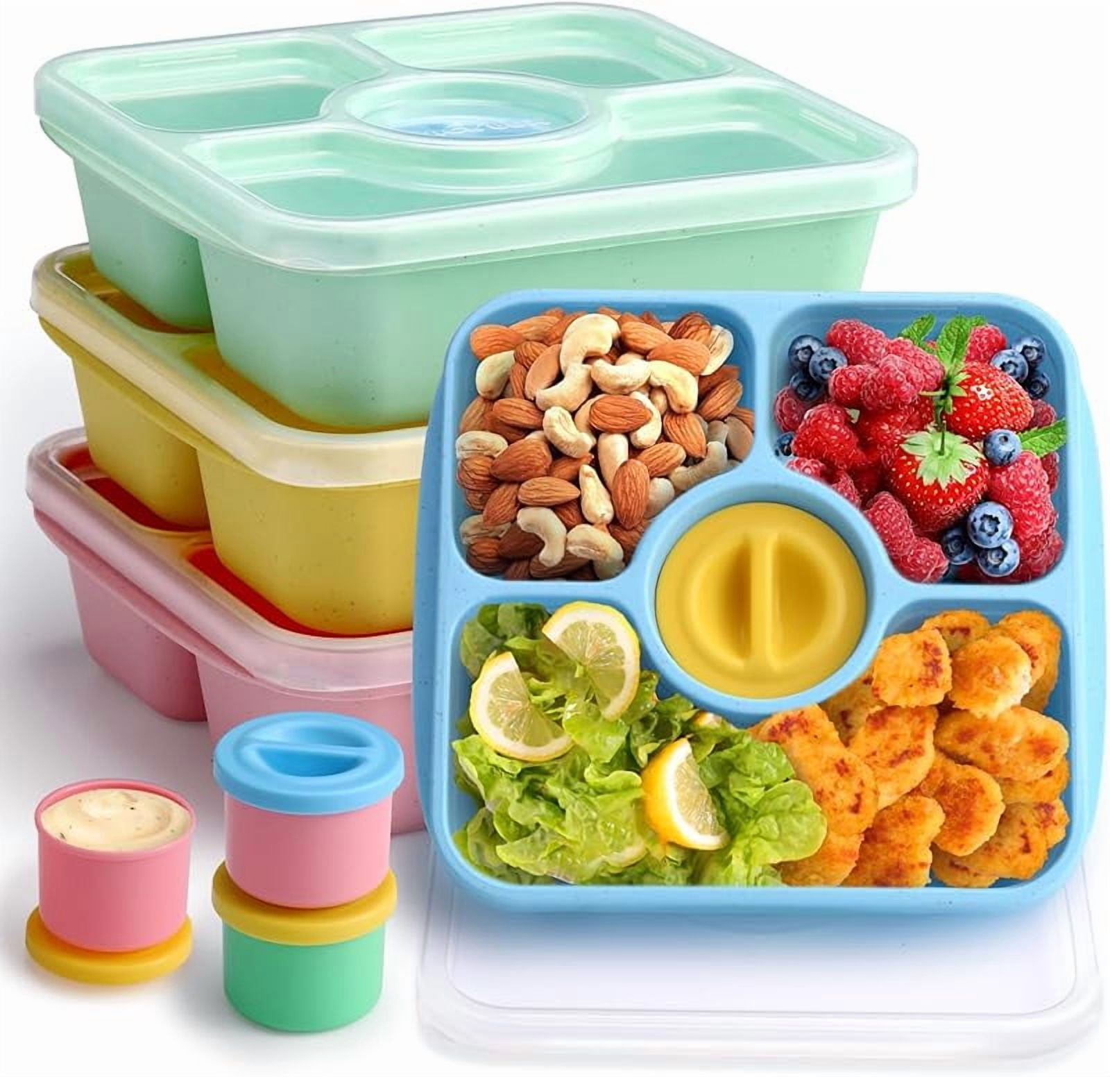Bento Snack Box Containers for Adults Kids, 4 Pack Lunchable Meal Prep ...