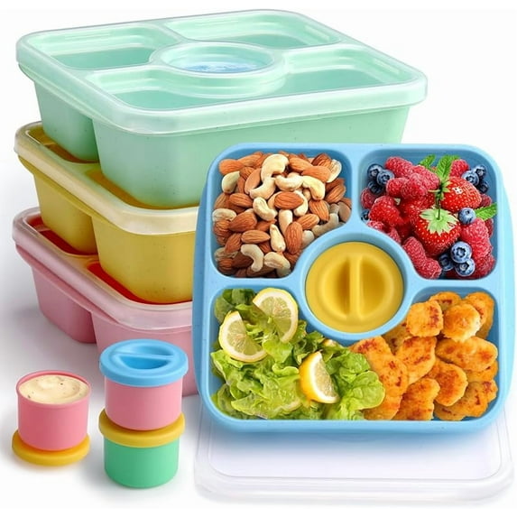MY Bento Snack Box Containers for Adults Kids, 4 Pack Lunchable Meal ...