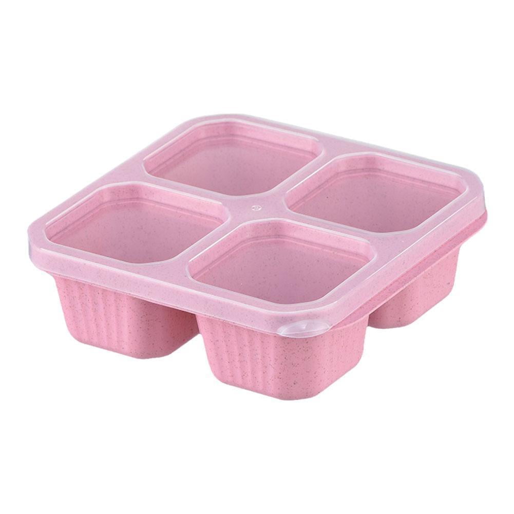 Bento Snack Box Wheat Straw Container With Lid 4-Compartment For ...