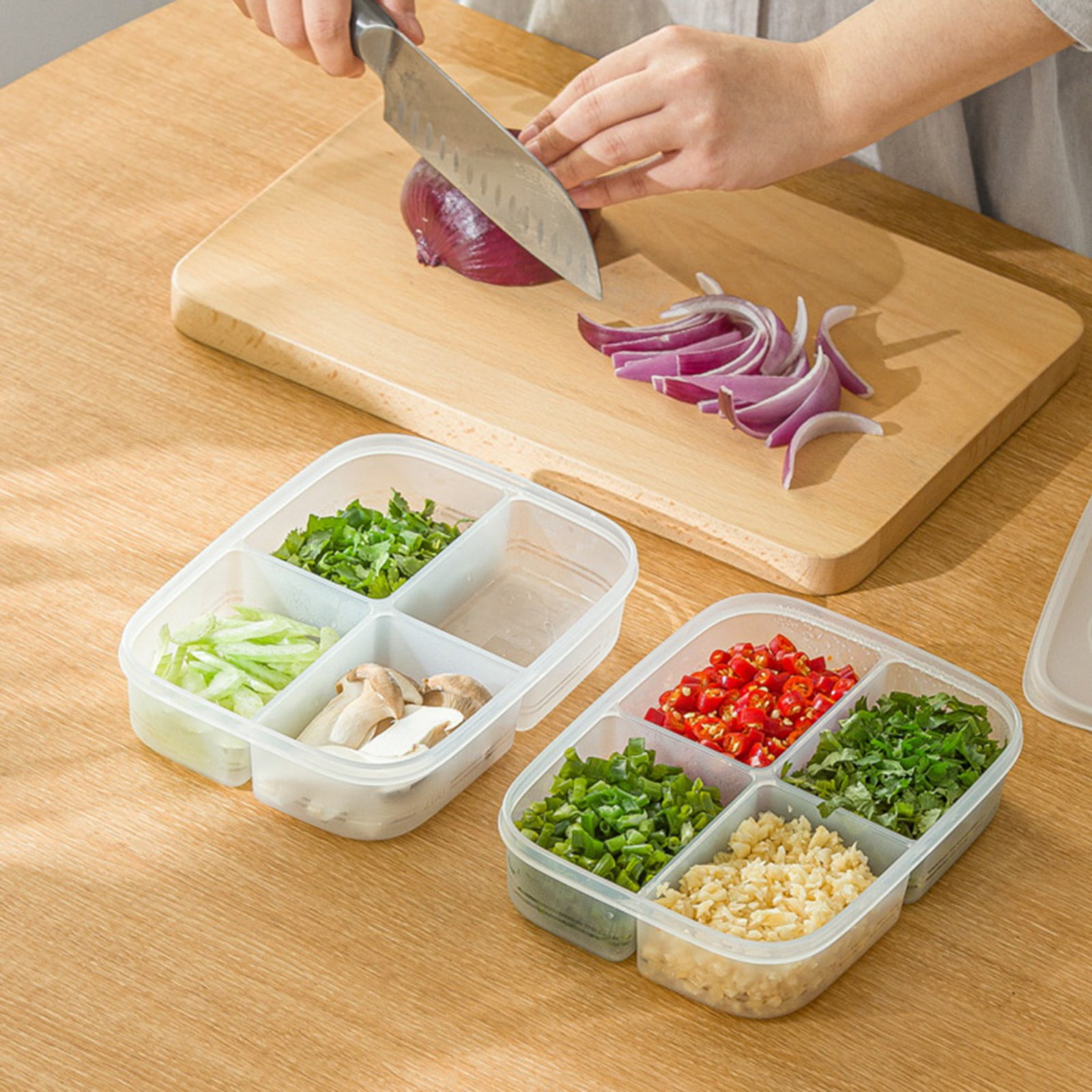 Bento Snack Boxes, 4-Compartment Snack Containers, Stackable Food ...