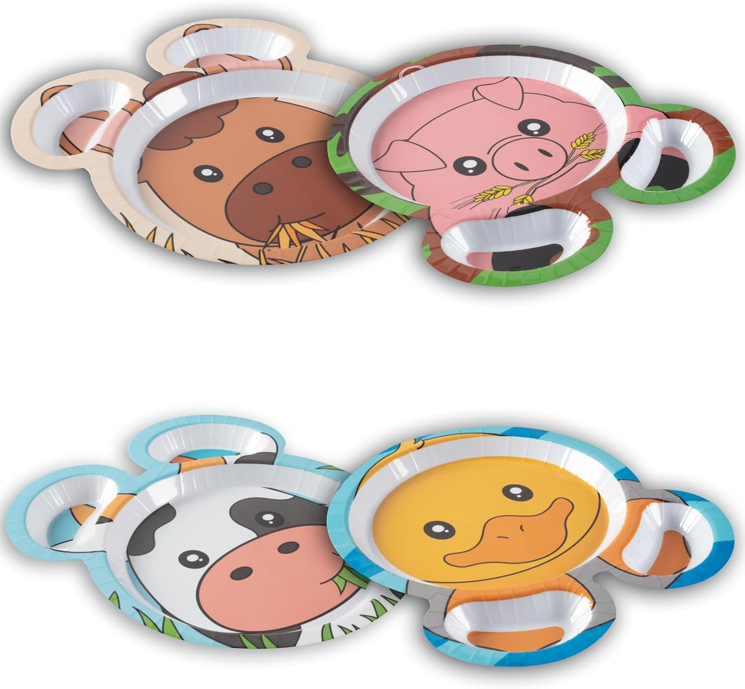 Bentology Farm Friends Mealtime Feeding Plates- Set of 4 Unique Cute ...