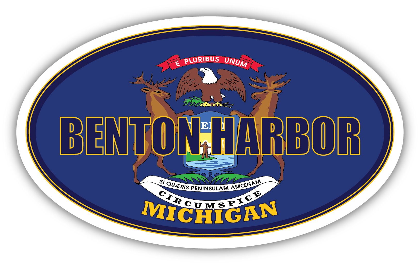 Benton Harbor City Michigan State Flag | MI Flag Berrien County Oval ...