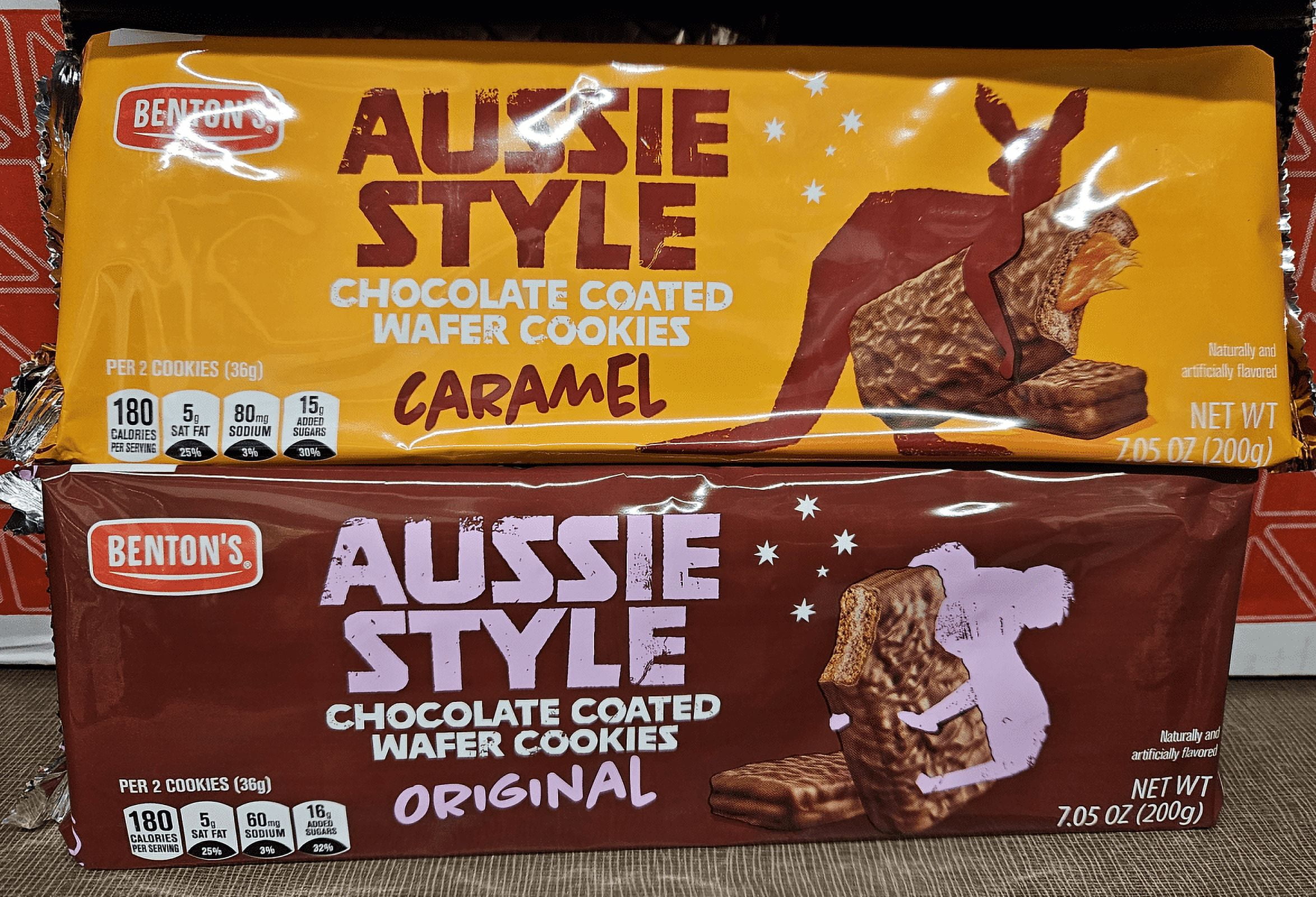 Benton's Aussie Style Chocolate Coated Wafer Cookies Original & Caramel ...