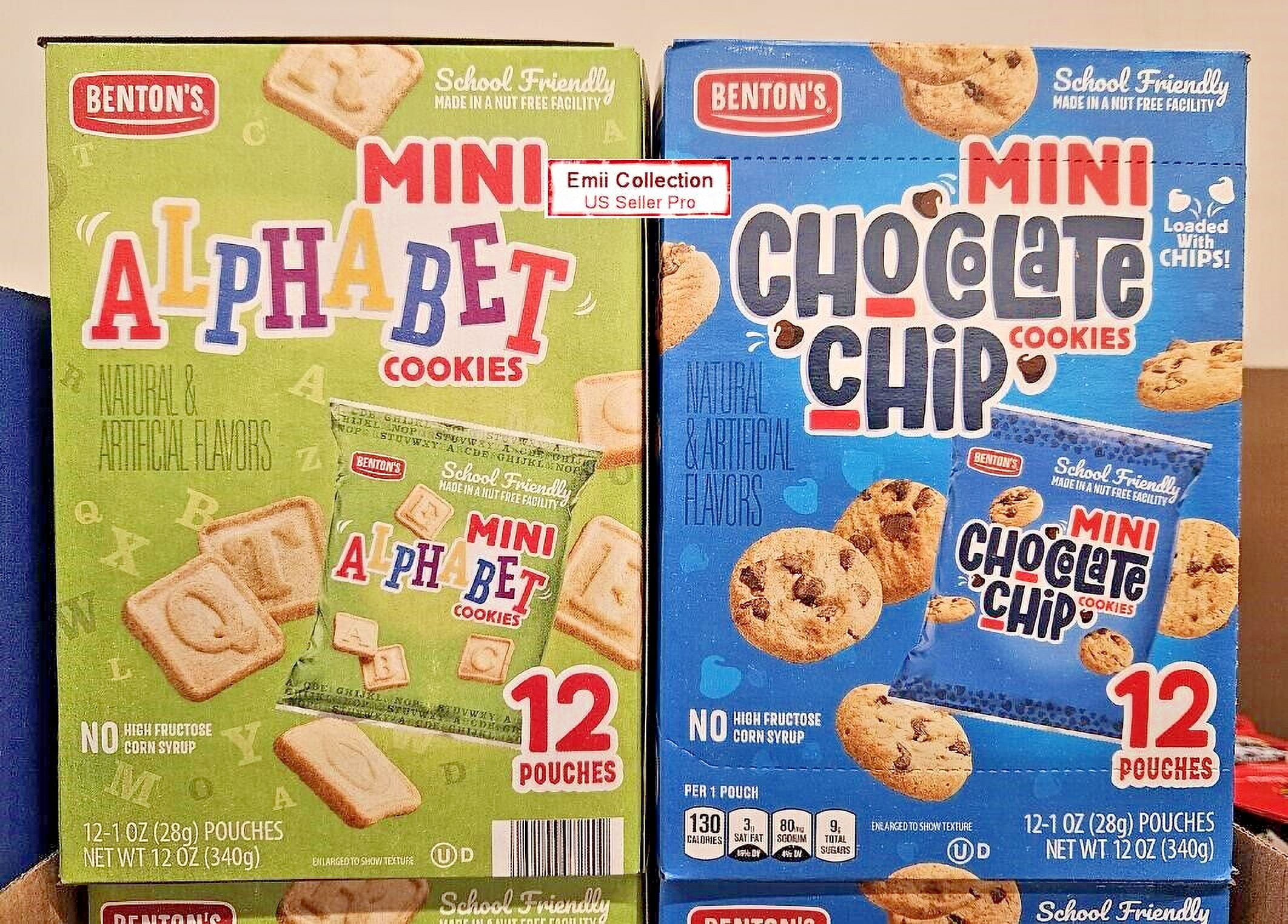 Benton's Mini Alphabet Cookies & Mini Chocolate Chip Cookies 12 Pouches ...
