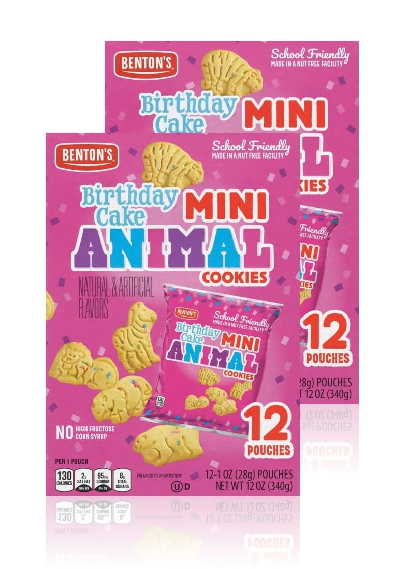 Benton’s Mini Cookie Snack Packs HYZ01 (2 Boxes, Birthday Cake Animal ...