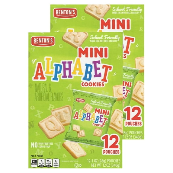 Benton's Mini Cookie Snack Packs, Alphabet Cookies, 12 Pouches Per Box ...