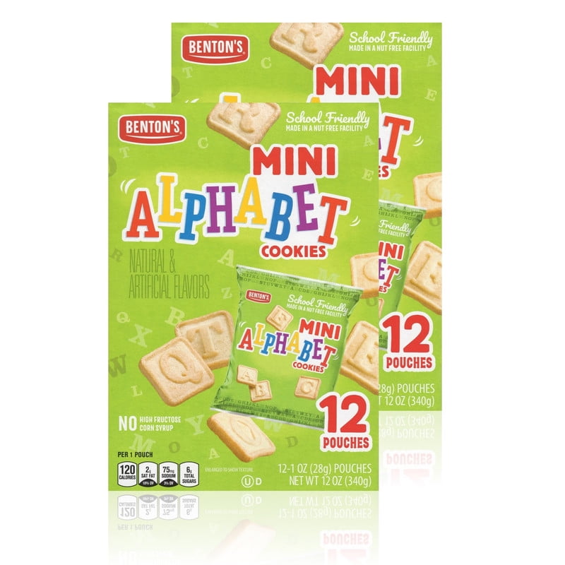 Benton's Mini Cookie Snack Packs, Alphabet Cookies, 12 Pouches Per Box ...