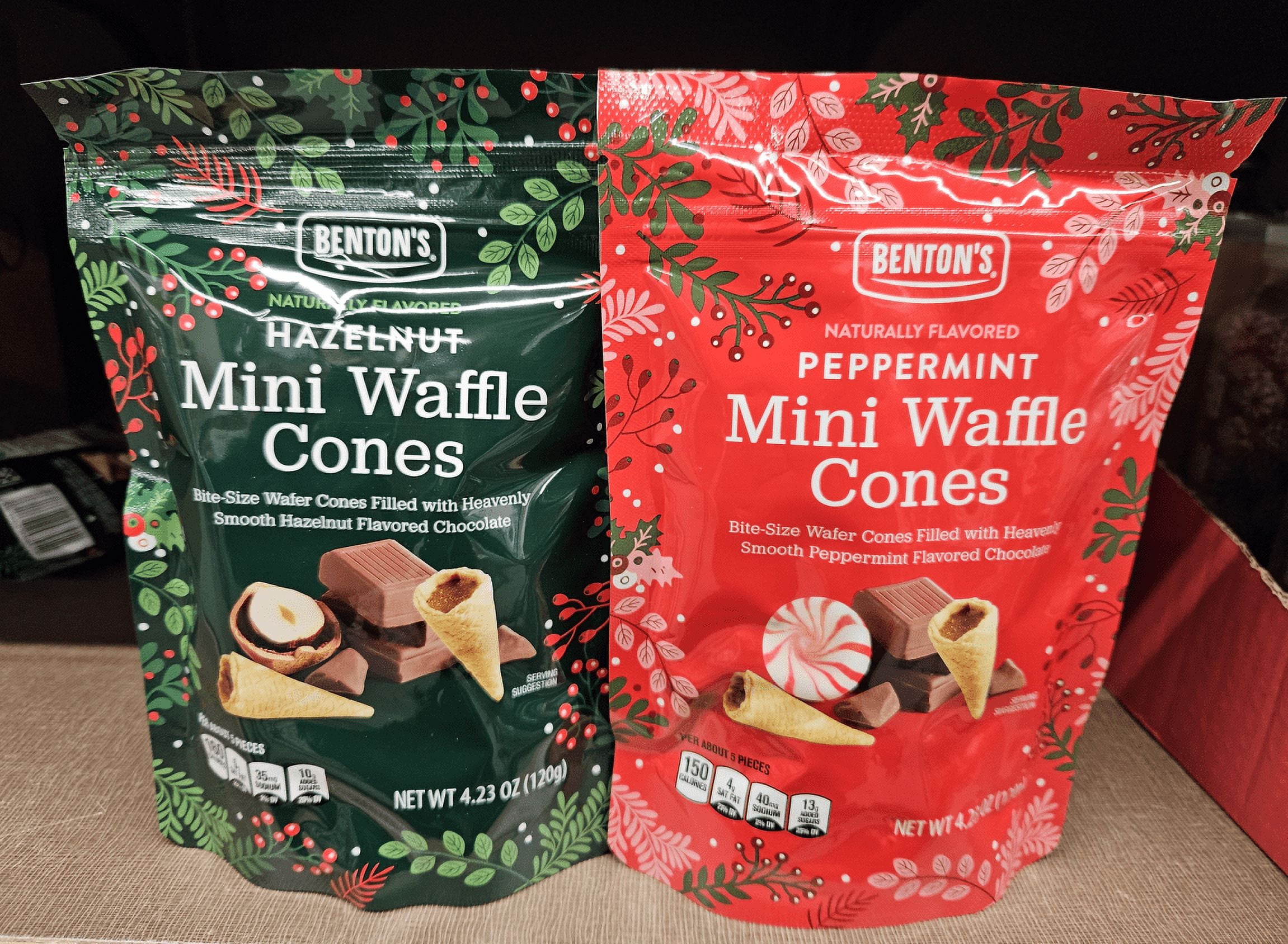 Benton's Mini Waffle Cones Hazelnut & Peppermint 4.23oz 120g (2 Bags ...