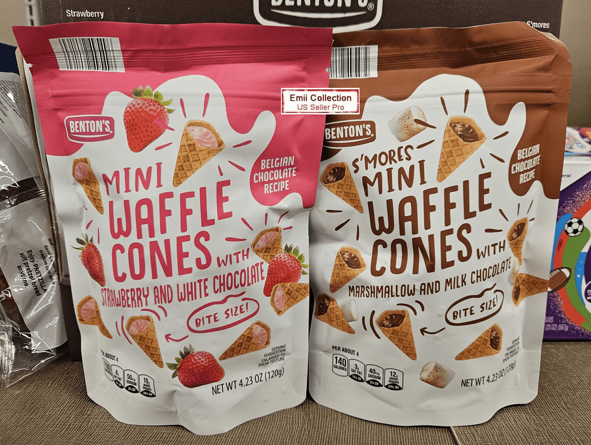 Benton’s Mini Waffle Cones with Strawberry and White Chocolate & Marshmallow and Milk Chocolate ...