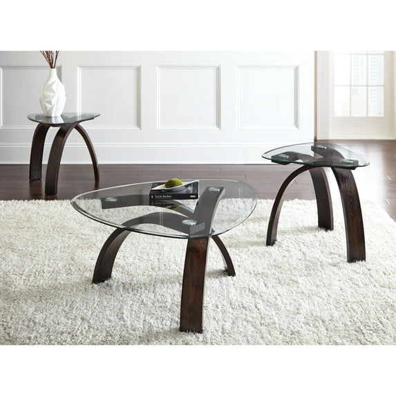 Bentwood Base & Beveled Glass Tops - Triangular Shape Design - Various ...