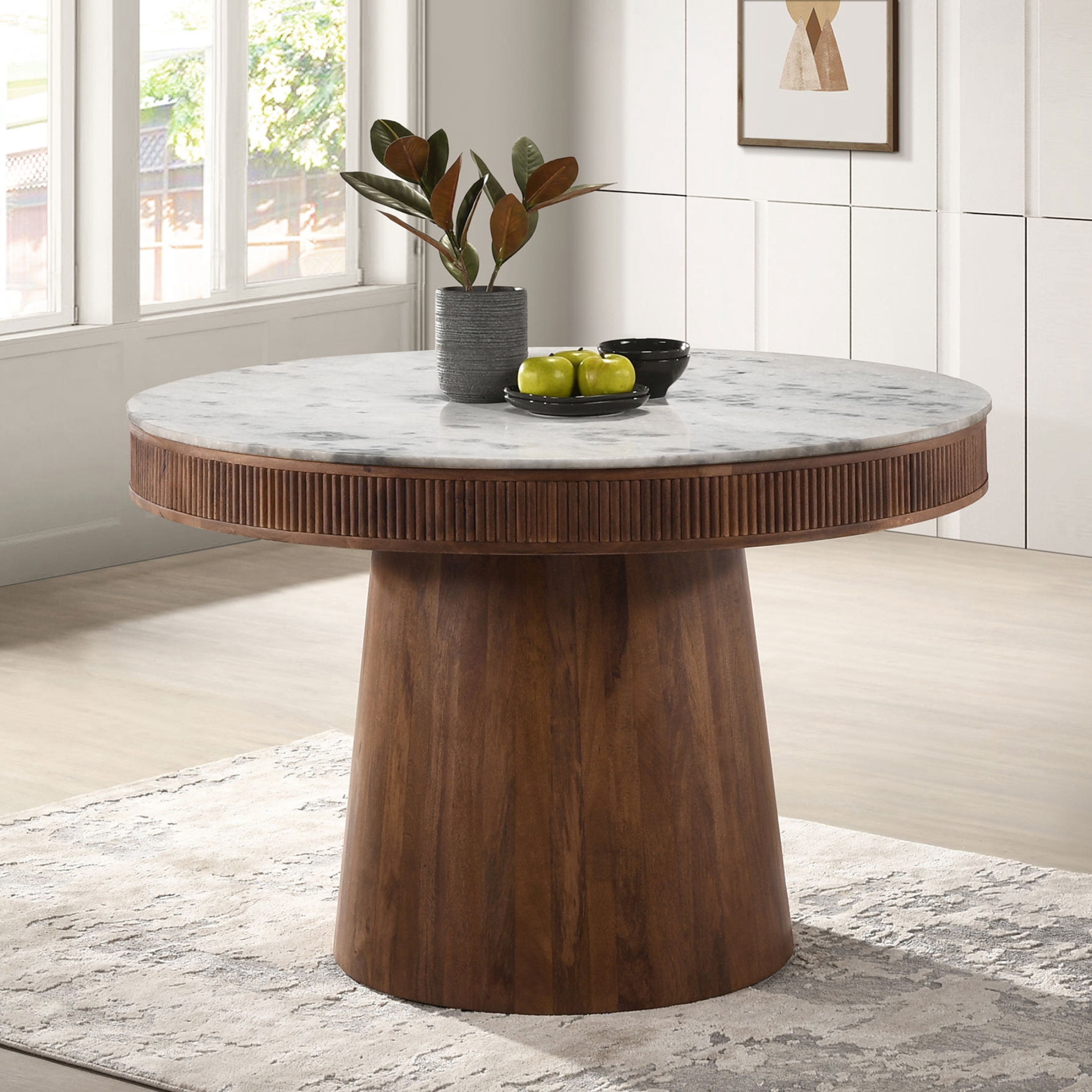 Bentwood Round Table and Round Stone Table top, Mango Wood Furniture ...