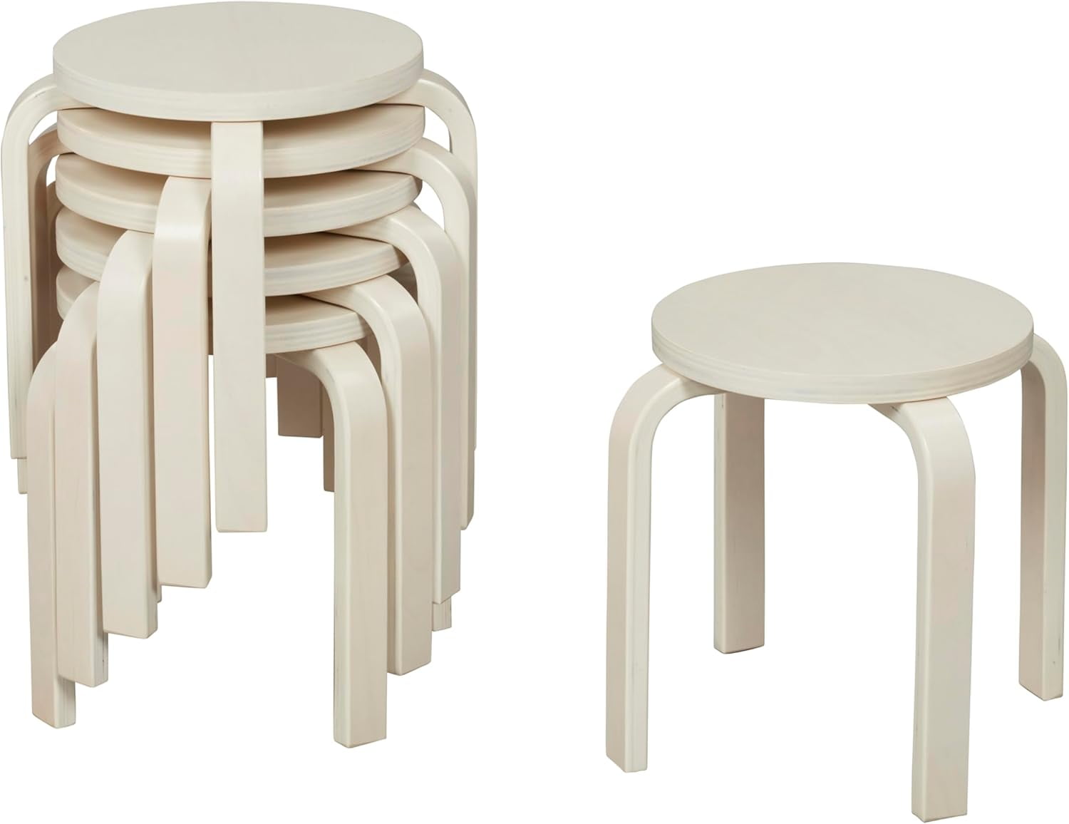Bentwood Stools, Classroom Furniture, White Wash, 6-Piece - Walmart.com