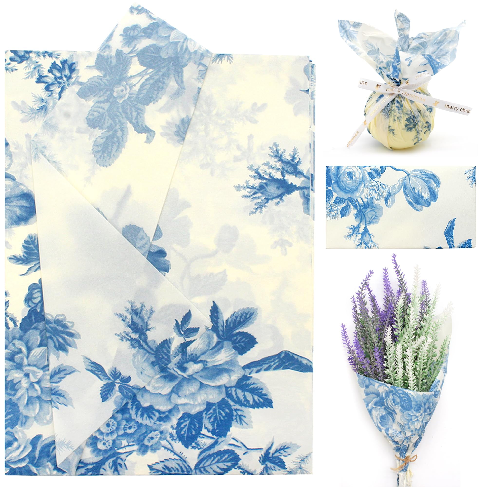 Benvo 20 Sheets Floral YPF5 Print Tissue Paper 20 x 29 Decoupage Paper ...