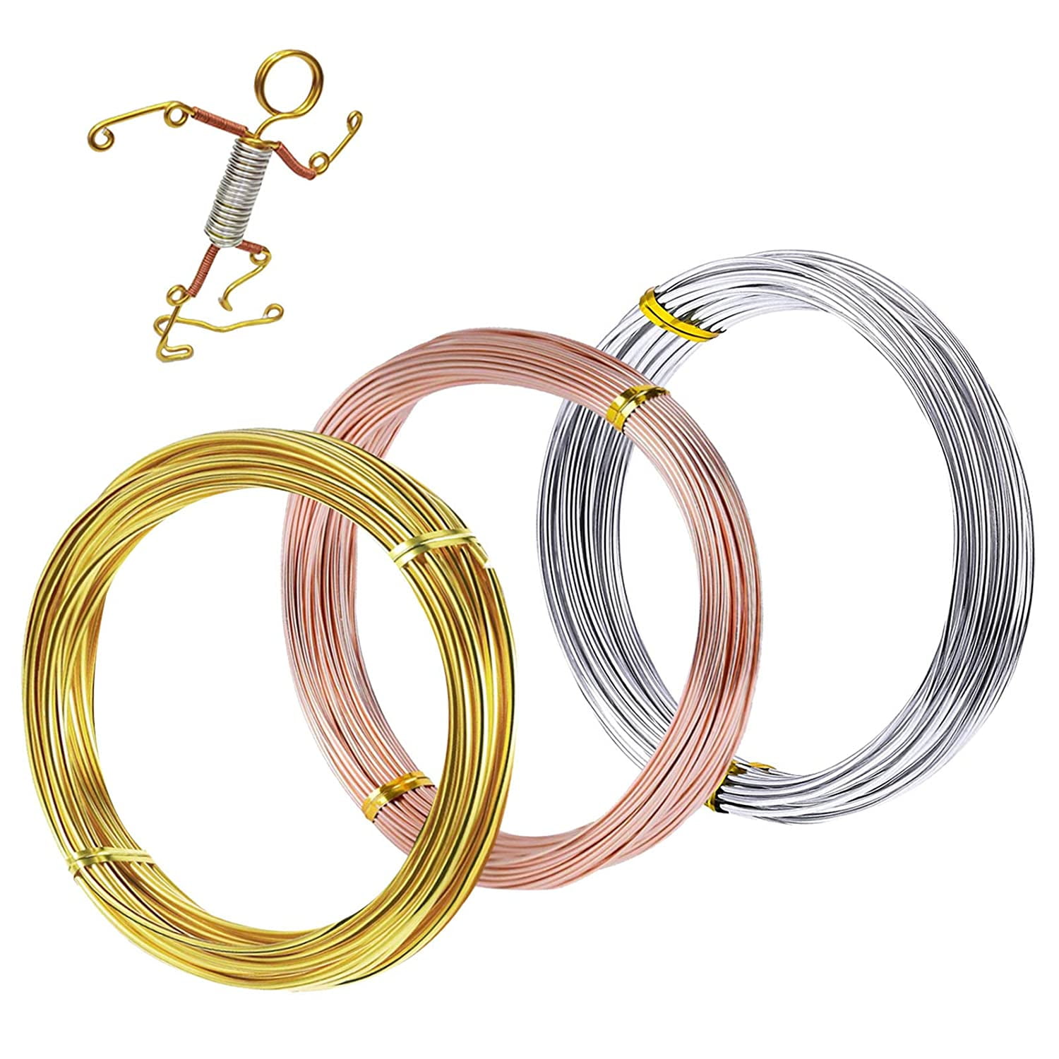 Benvo 3-Pack Soft Colored Metal Art Craft Wire, 12 Gauge/2mm, for DIY ...