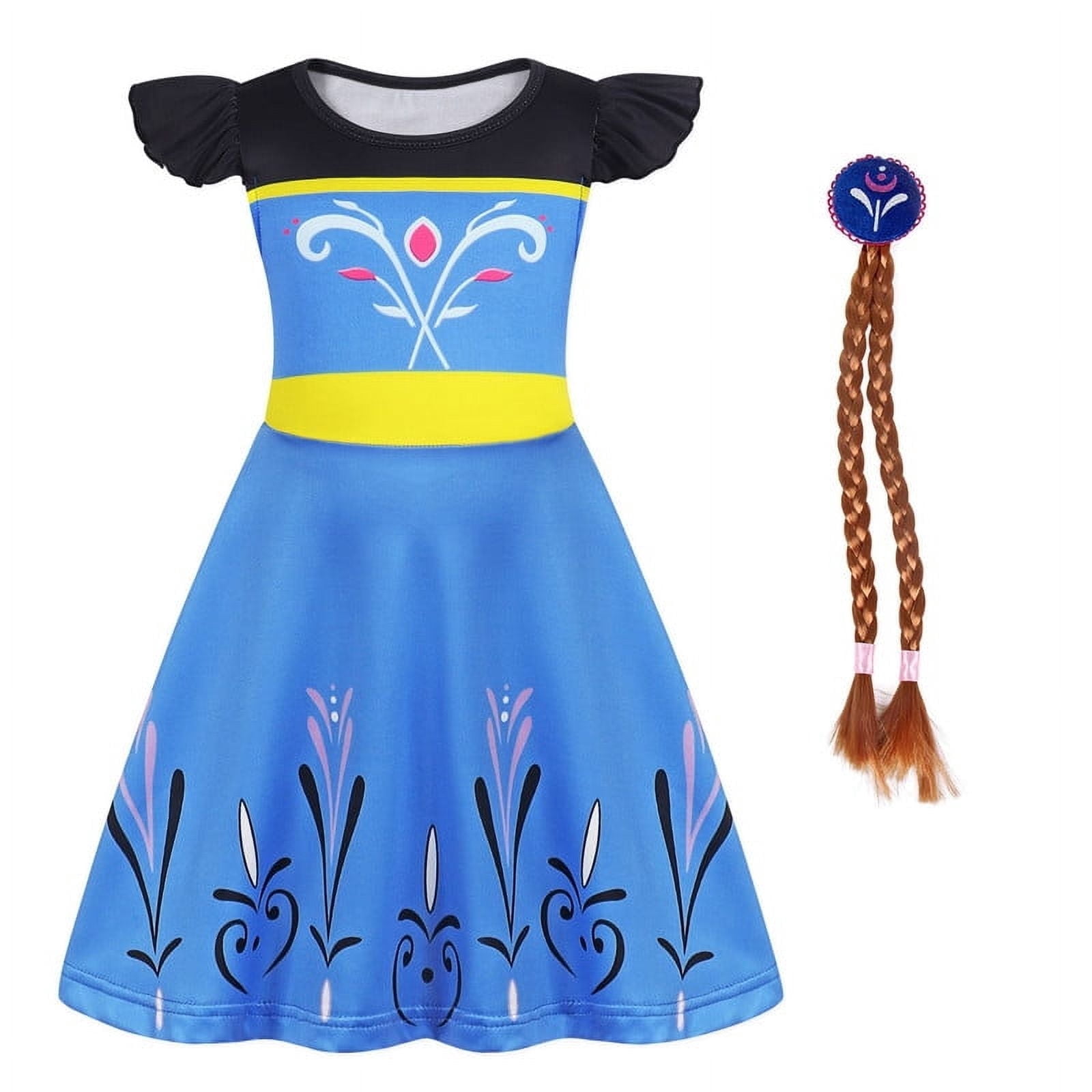Benylion Girls Princess Dress with Hair Accessories 5-6T Ice-Inspired ...