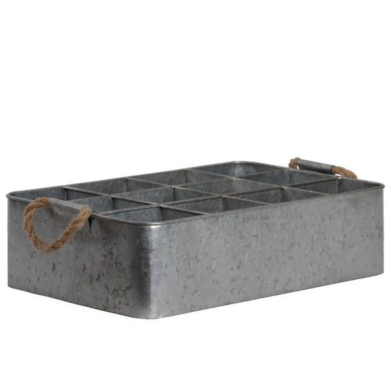 Benzara 12 Slots Rectangular Metal Tray With Rope Handles - Walmart.com
