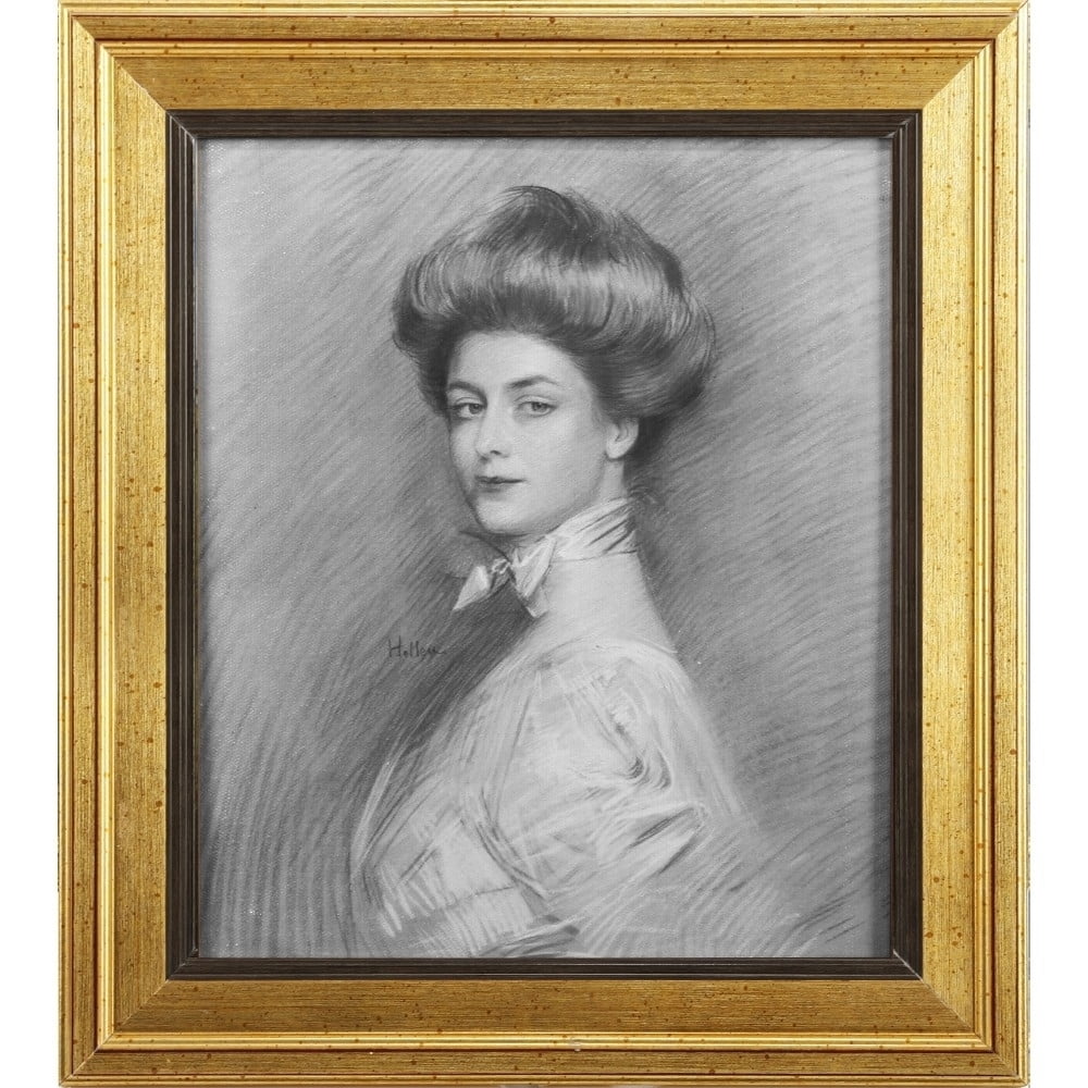 Benzara 17 x 15 Natural Wooden Framed Portrait Of Charlotte Wall Art ...