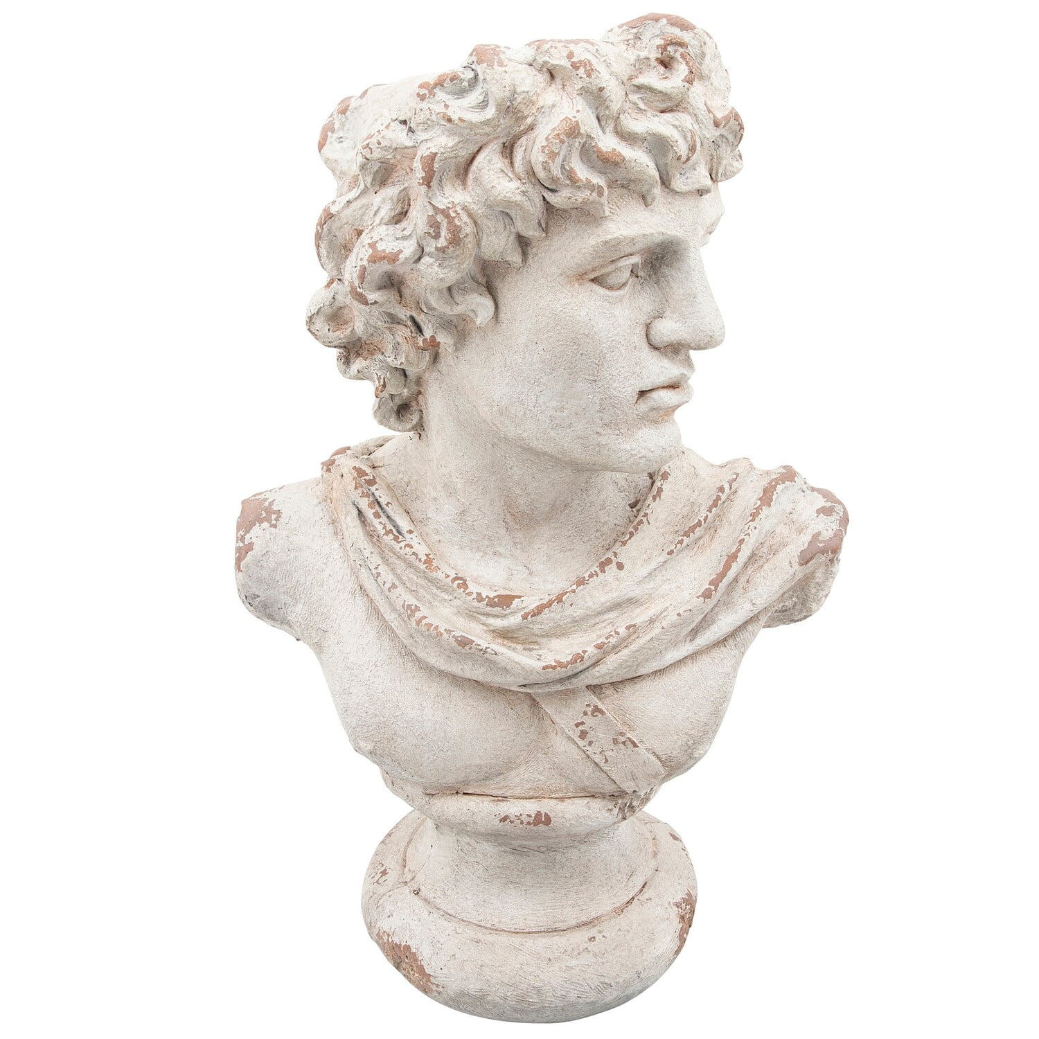 Benzara 31 Inches Resin Male Bust with Round Base, Antique White ...