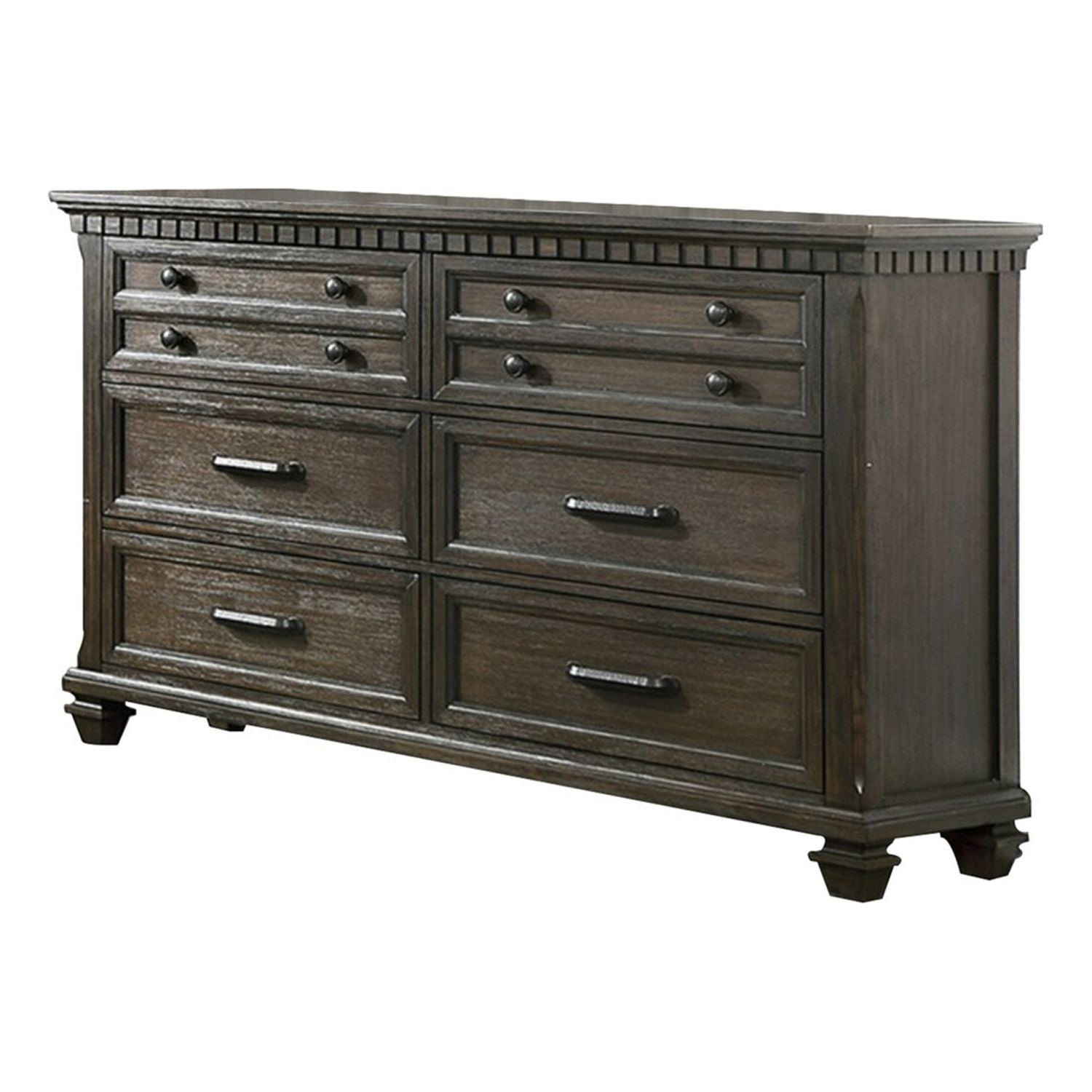 BenJara Ziv 64 Inch Classic Wood Dresser with 6 Drawers, Metal Bar ...